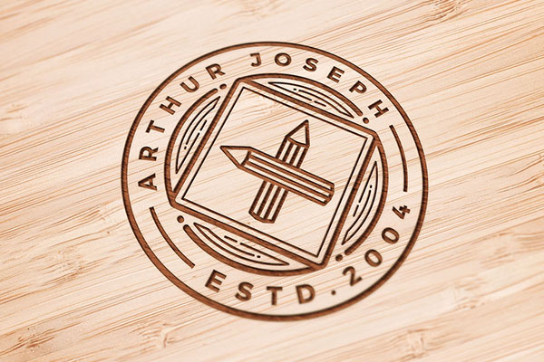 Wood Engraved PSD Logo Mockup | Hyperpix