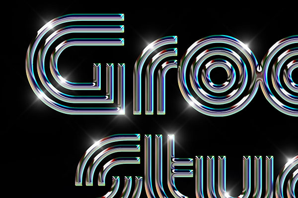 Groovy Chrome Text Effect Download PSD | Hyperpix