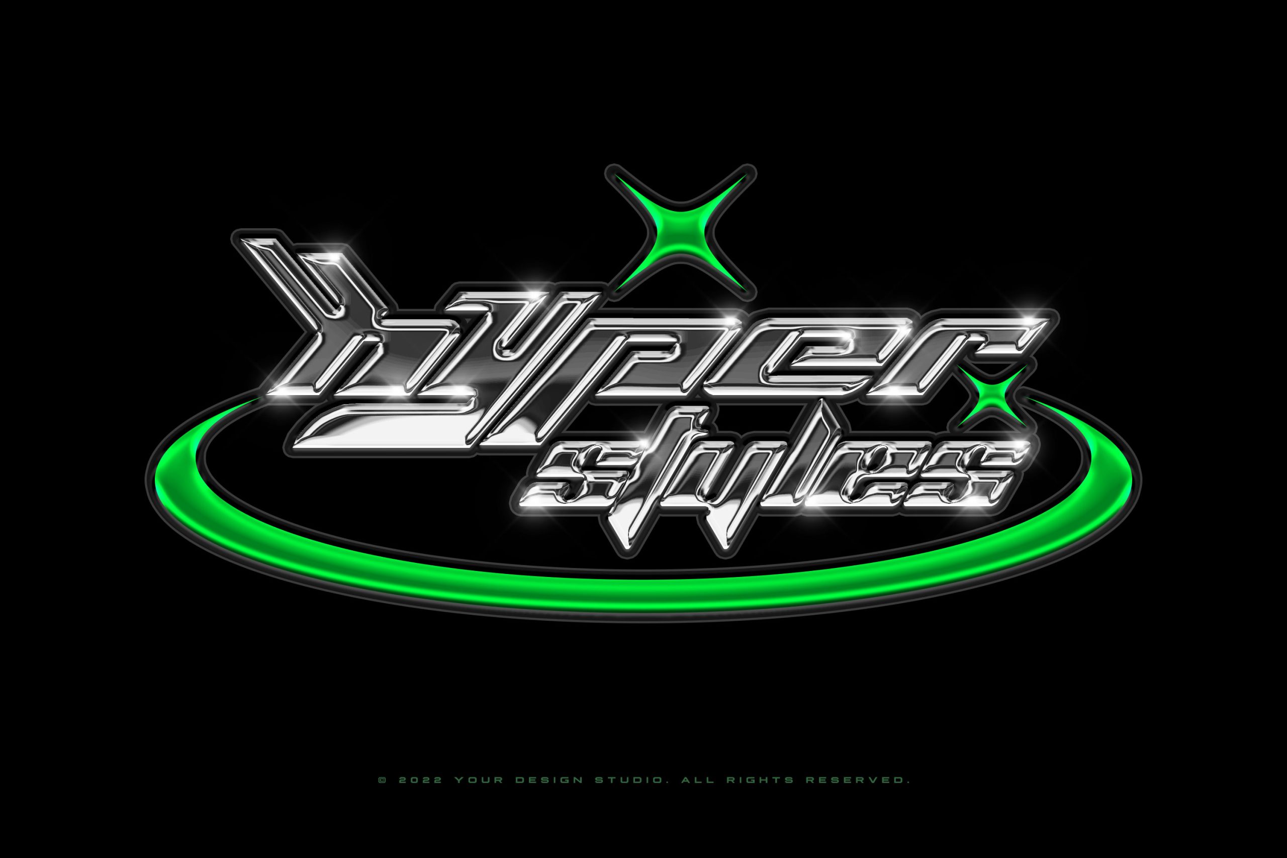 Y2K Chrome Logo Text Effect Vol 04 PSD Text Style Hyperpix
